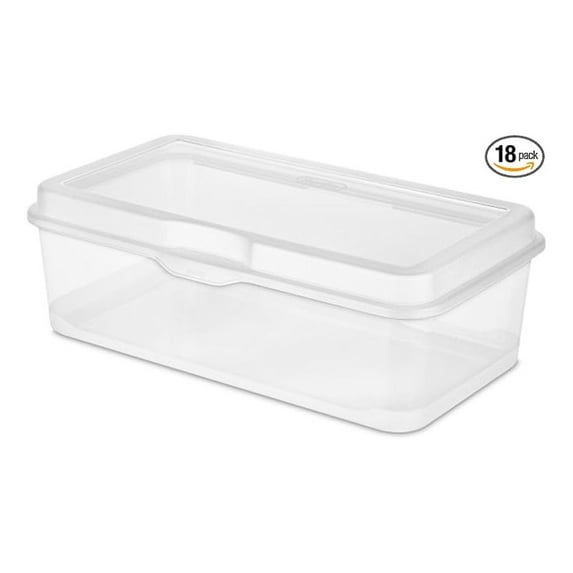 18-Pack FlipTop Storage Bins, Stackable Rectangular Plastic Containers ...