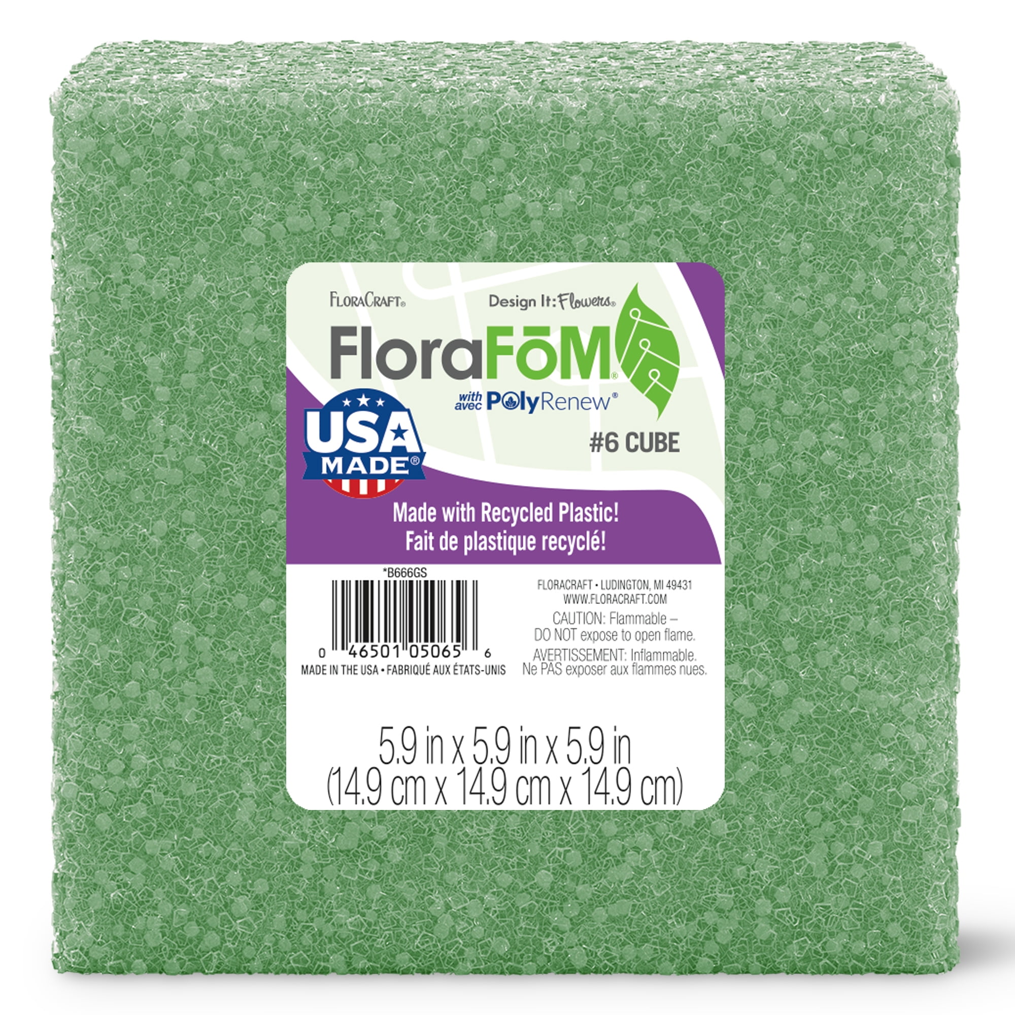 FloraCraft Floral Foam Cube, 18 Pack, 6" Green Recycled Plastic for ...