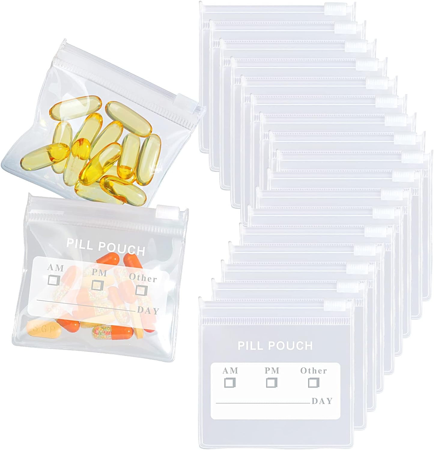 18 Pack Free Pill Bags 12 Mil, with Marker Pen 32.75 Inch Small Zipper ...