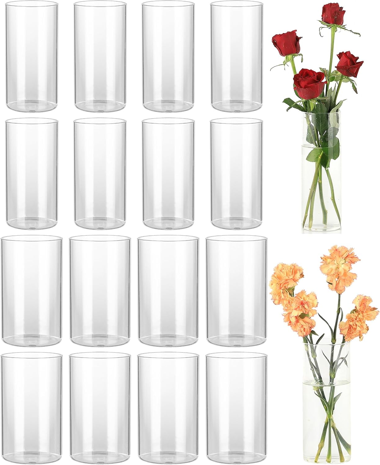 18 Pack Glass Cylinder Vases, 6 Inch Glass Vases for Centerpieces ...