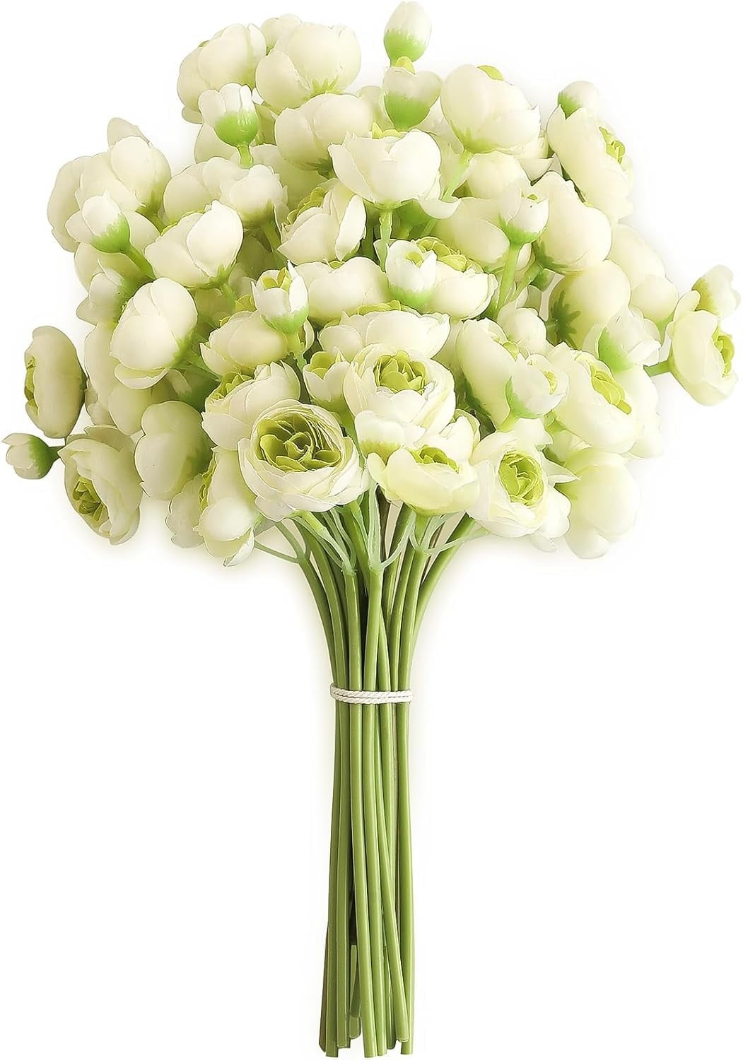 18-Pack Green Silk Ranunculus Flowers - Mini Artificial Wedding Filler ...