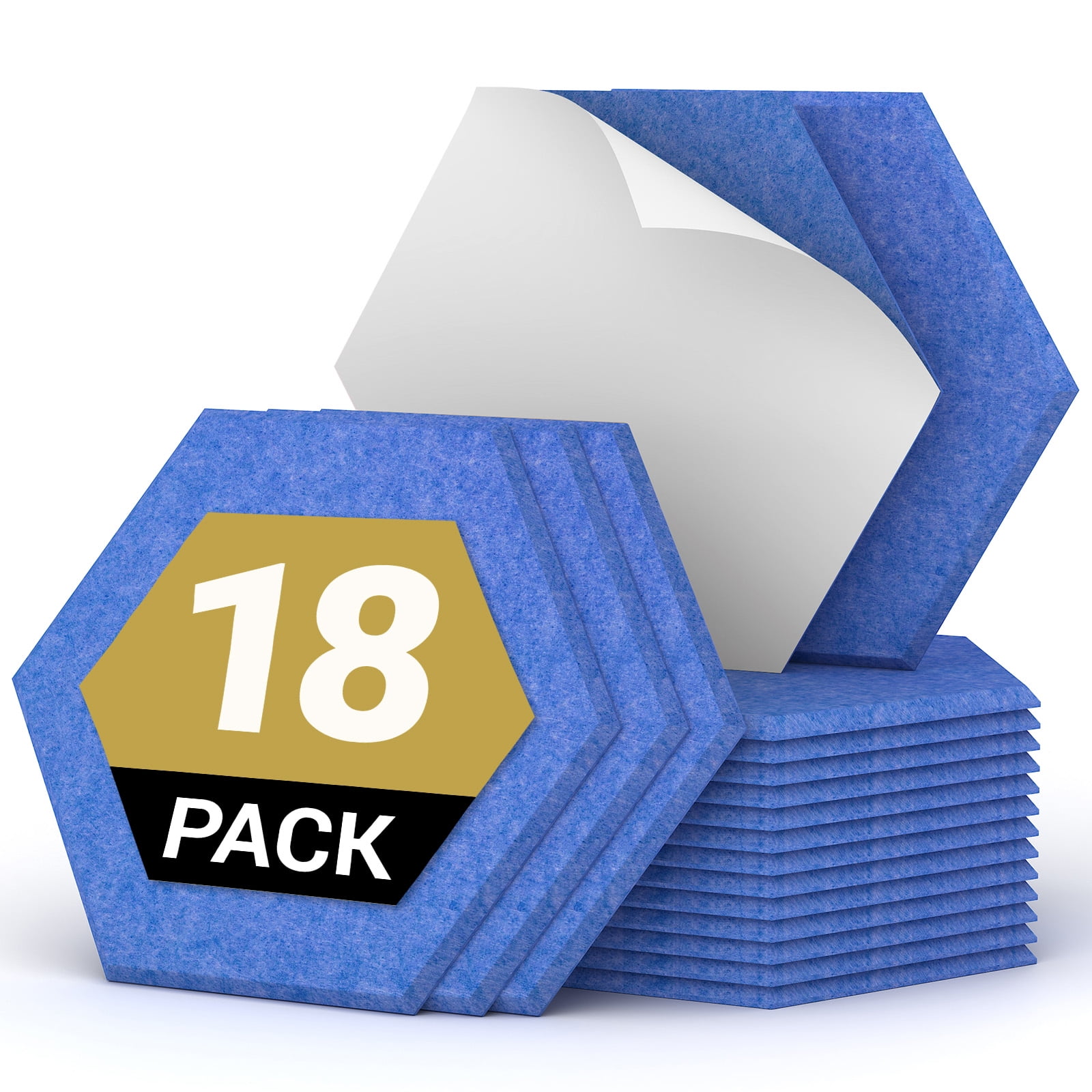 Blue Hexagon Acoustic Panels, 18 Pack, High Density Sound Proof Wall ...