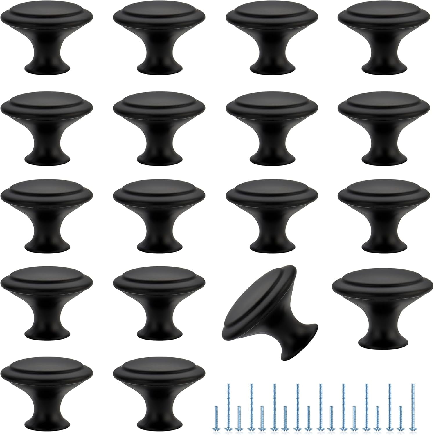 18 Pack Matte Black Cabinet Drawer Hardware 30mm Kitchen Cabinet Knobs ...