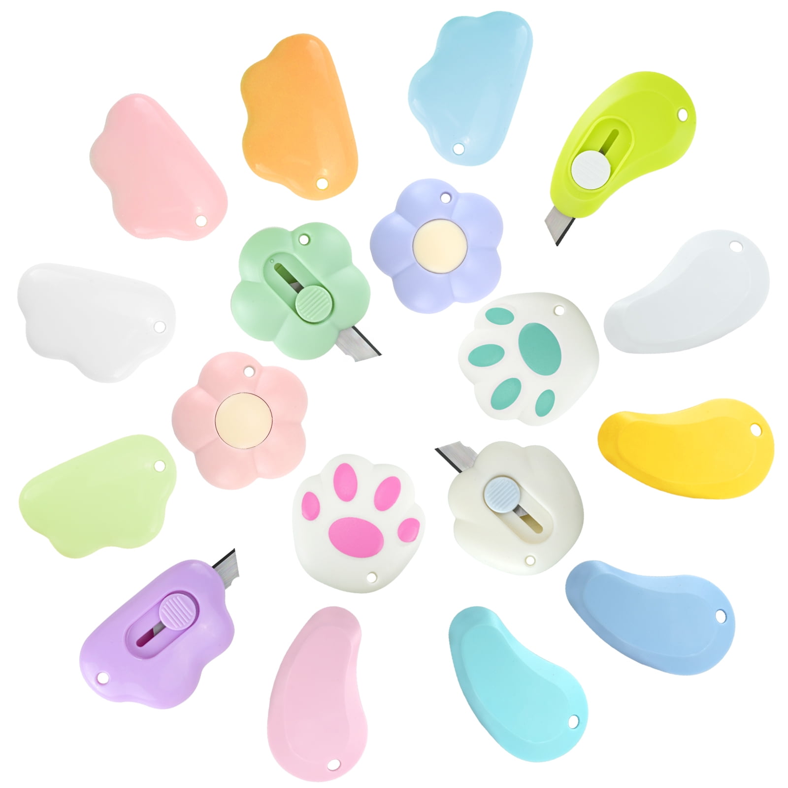 18 Pack Mini Box Cutter Retractable Utility Knife, Kawaii Letter Opener ...