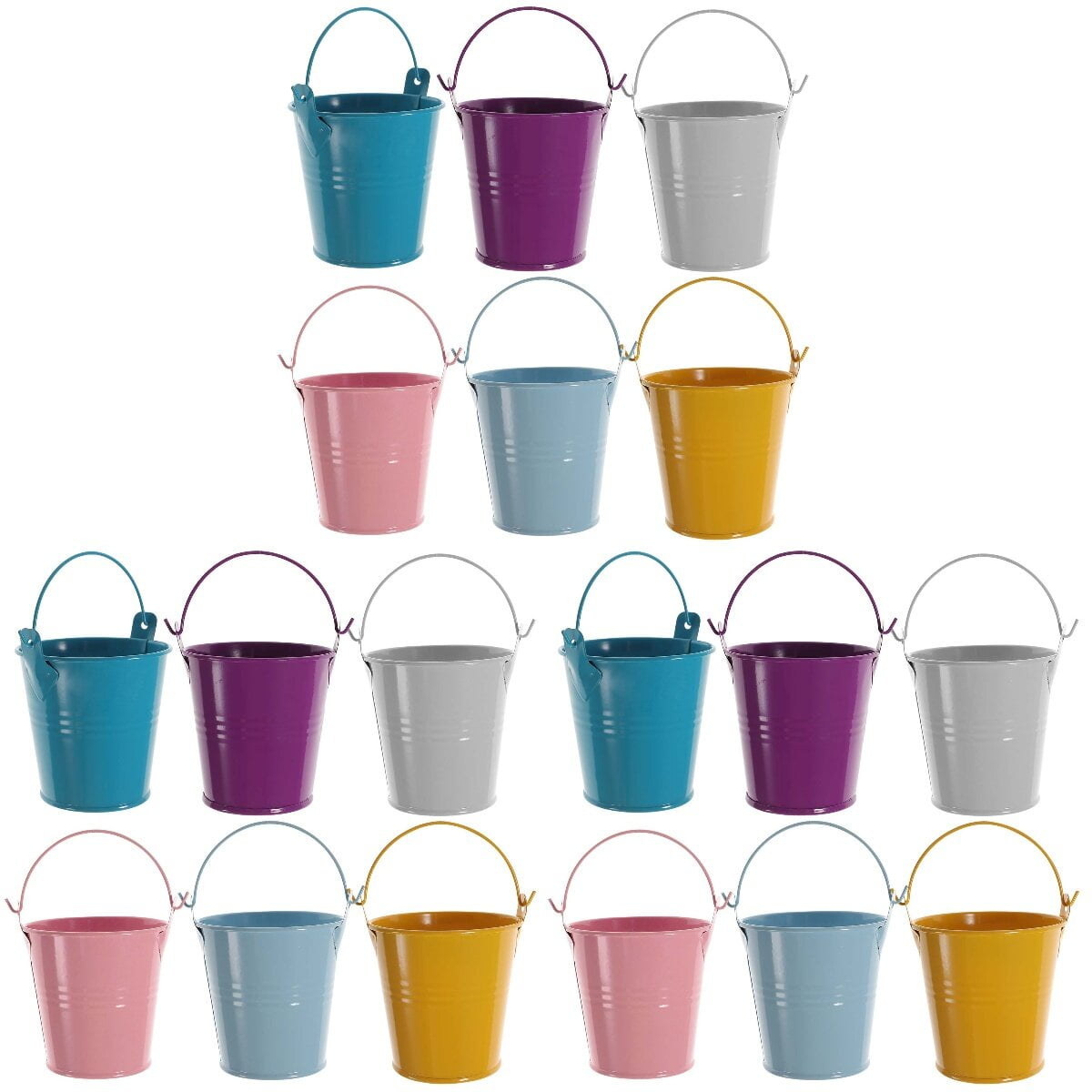 18 Pack Mini Buckets with Handles for Kids, Small Metal Buckets for ...