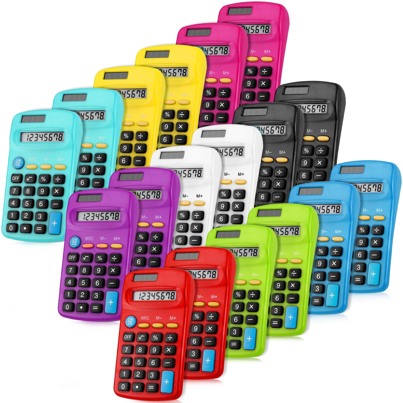 18 Pack Mini Calculators, Pocket Size Small Calculator, 8 Digit Display ...