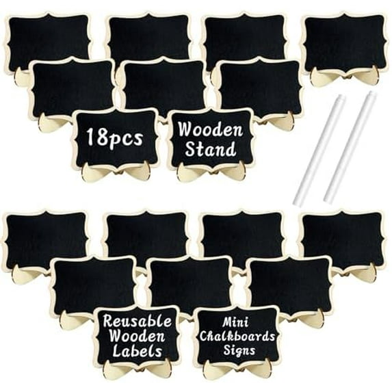 18 Pack Mini Chalkboards Signs with Easel Stand Mini Wooden Chalkboard ...