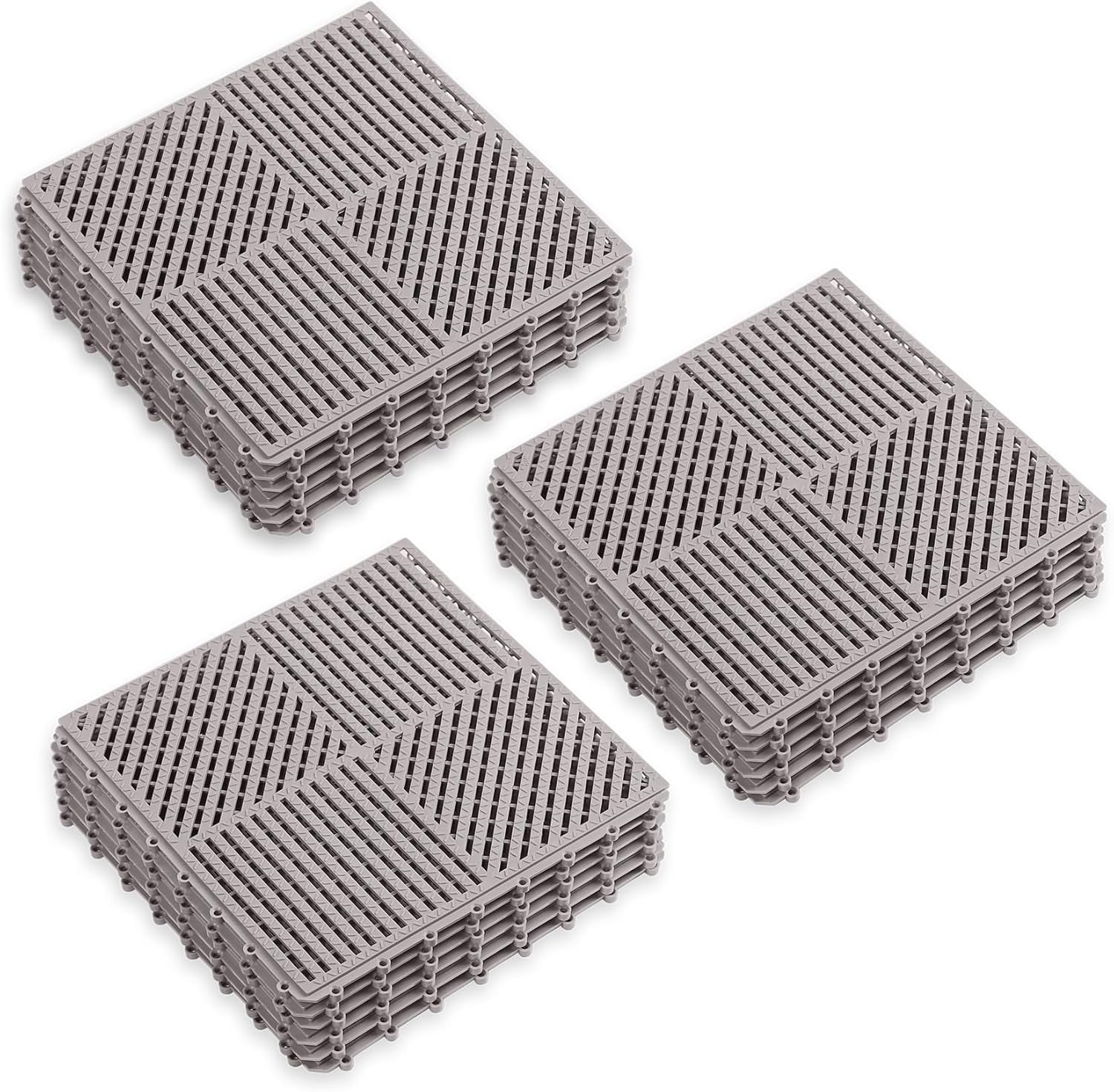 18 Pack Modular Interlocking Floor Mat Rubber Outdoor Tiles with ...