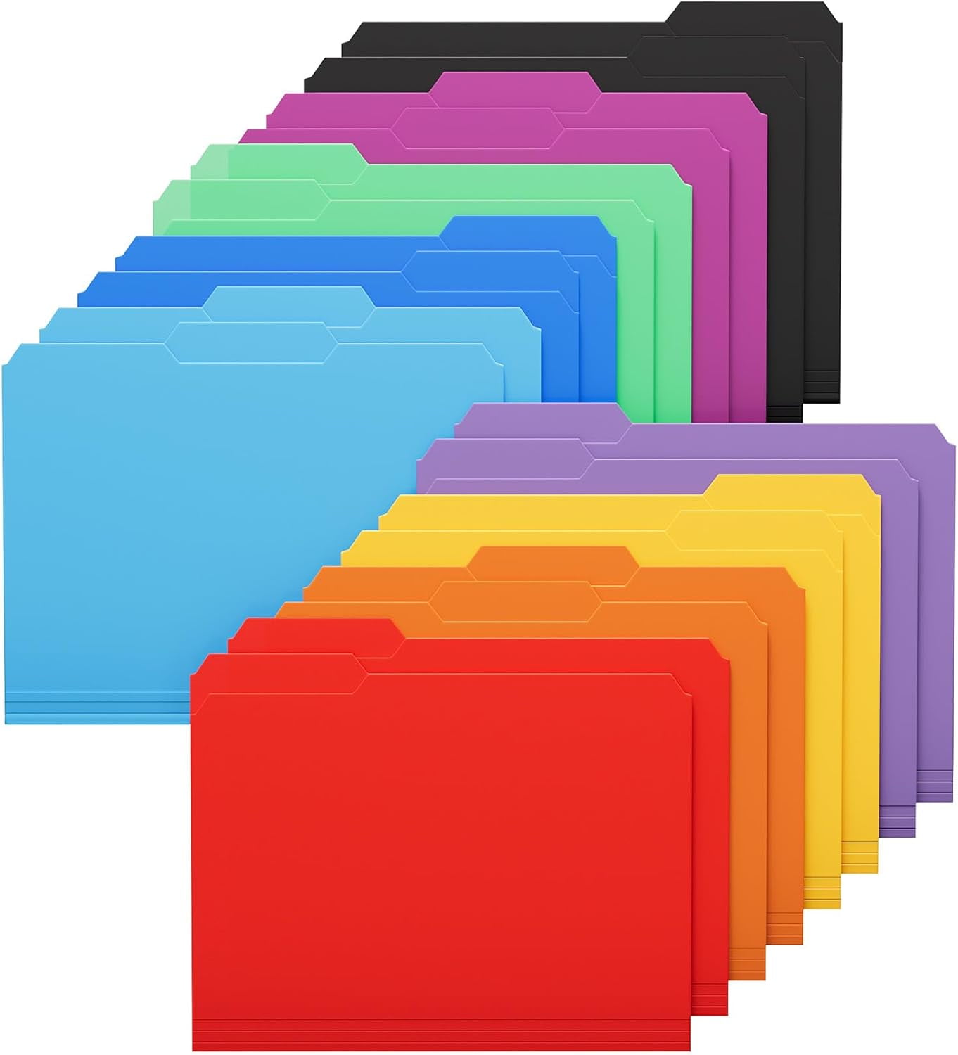 18 Pack Plastic Colored File Folders, Filing Folders for Letter Size ...