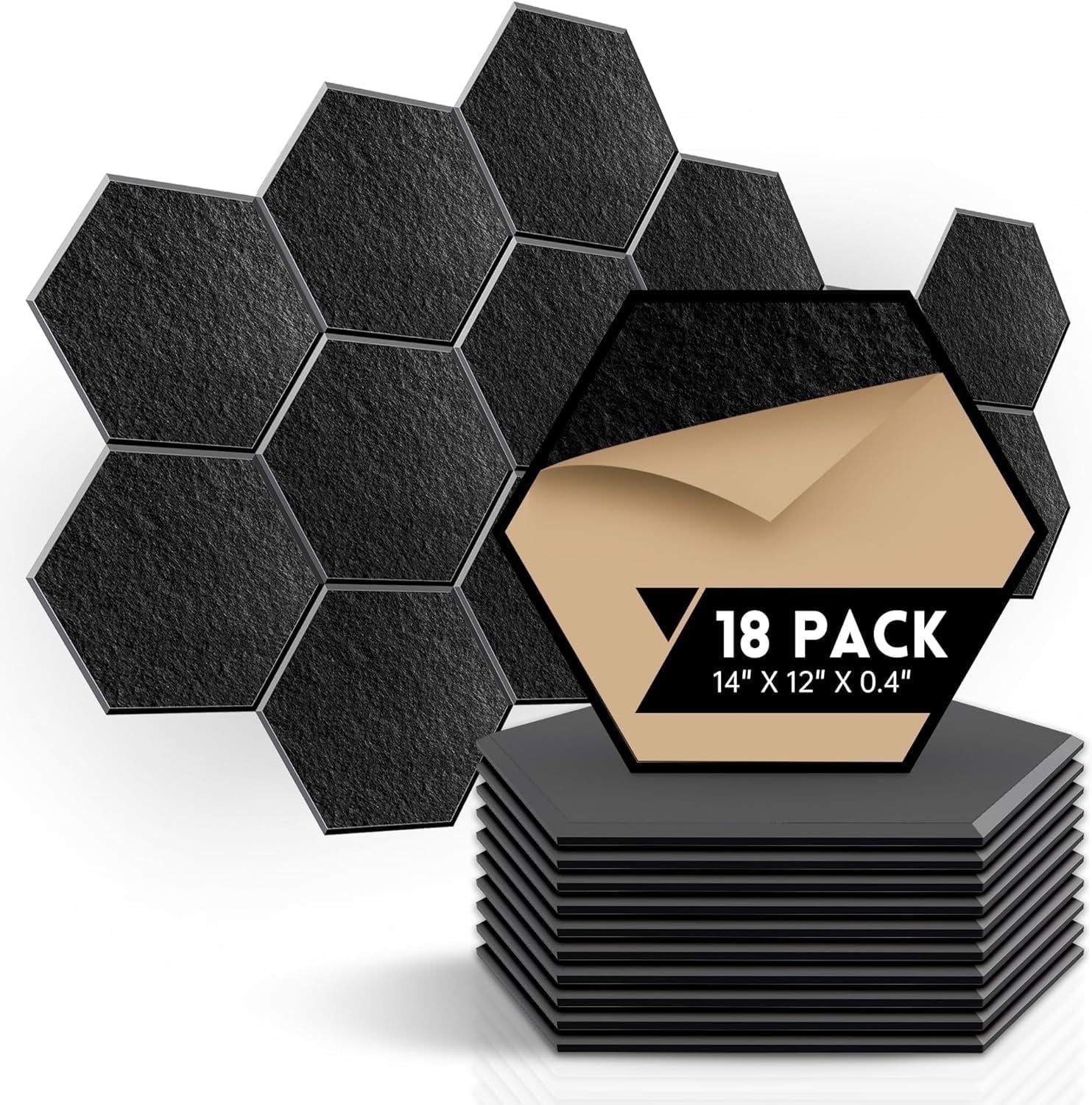 INTIGE 18-Pack Self-Adhesive Acoustic Hexagon Foam Decorative Wall ...