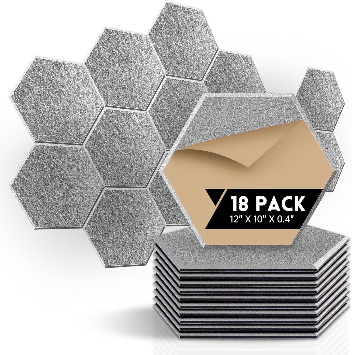 INTIGE 18-Pack Self-Adhesive Hexagon Sound-Absorbing Panels, 14" x 12 ...