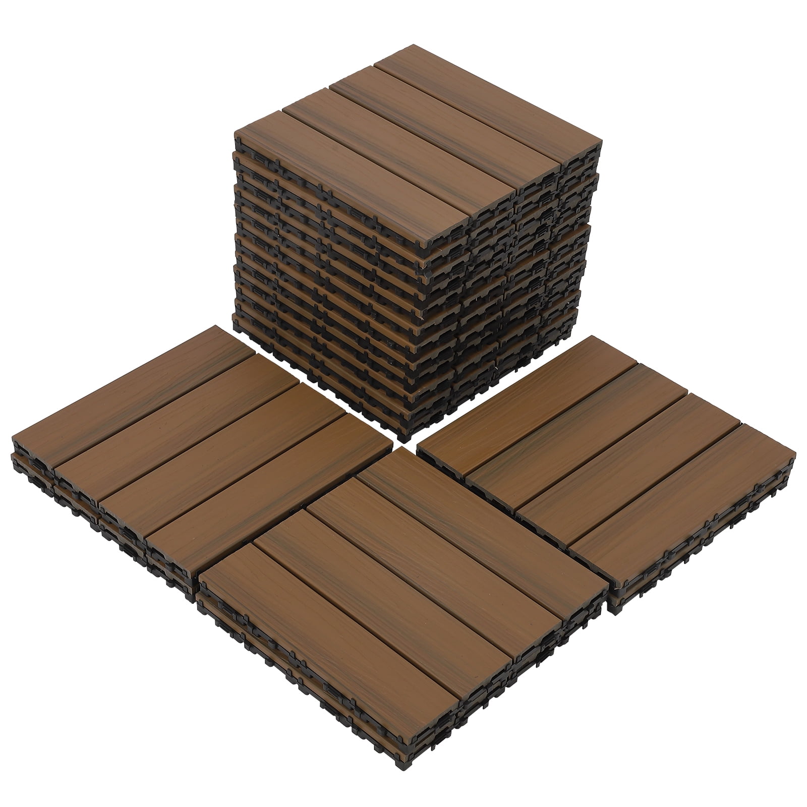 Composite Snap Together Decking Acacia Wood Deck Tiles, Pack Of 6 ...
