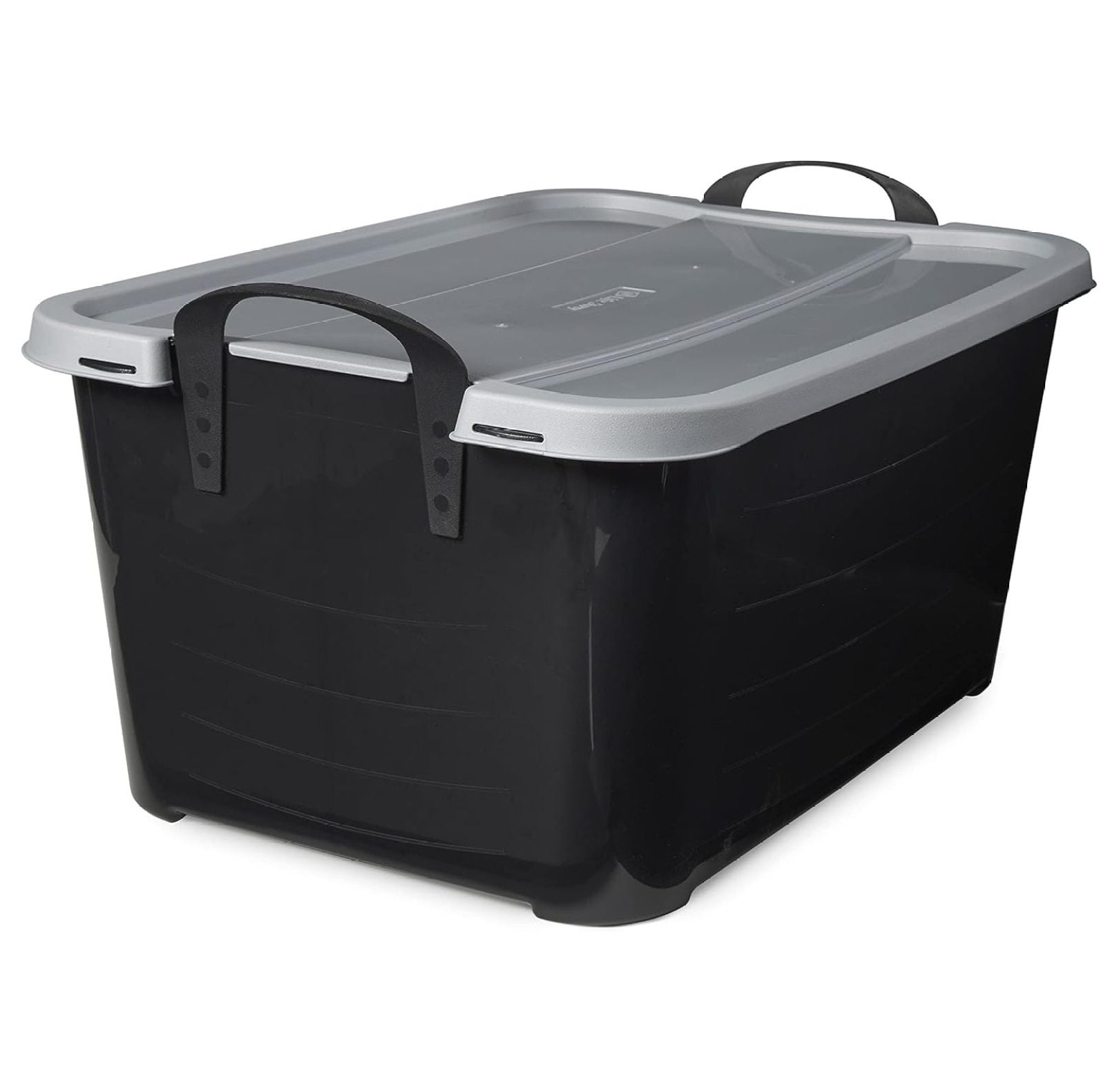 18-Pack Stackable Plastic Storage Bins w/Handles & Snapping Lids, 55 Qt., Black - Walmart.com