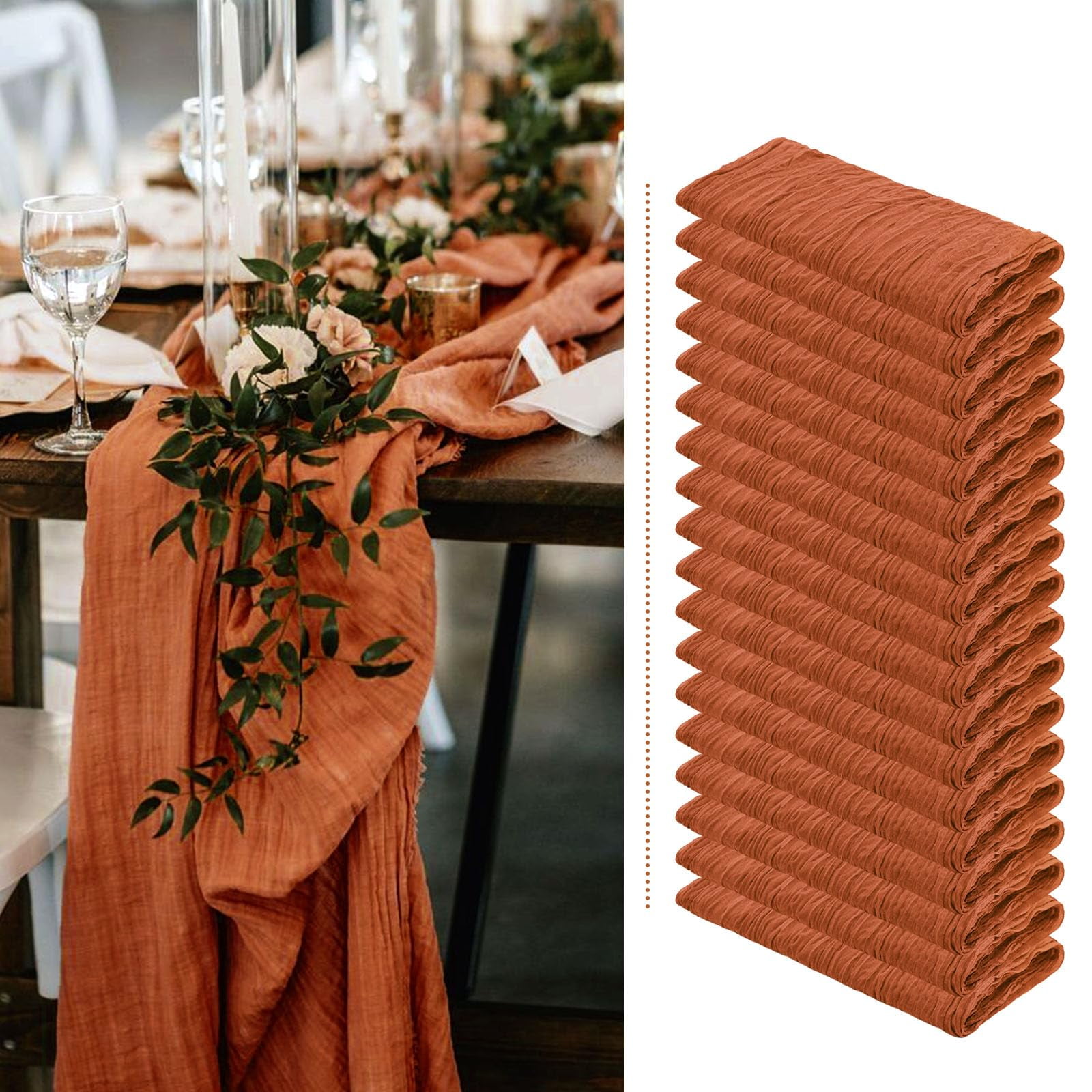 18 Pack Terracotta Cheesecloth Table Runner Gauze Table Runner 10FT ...