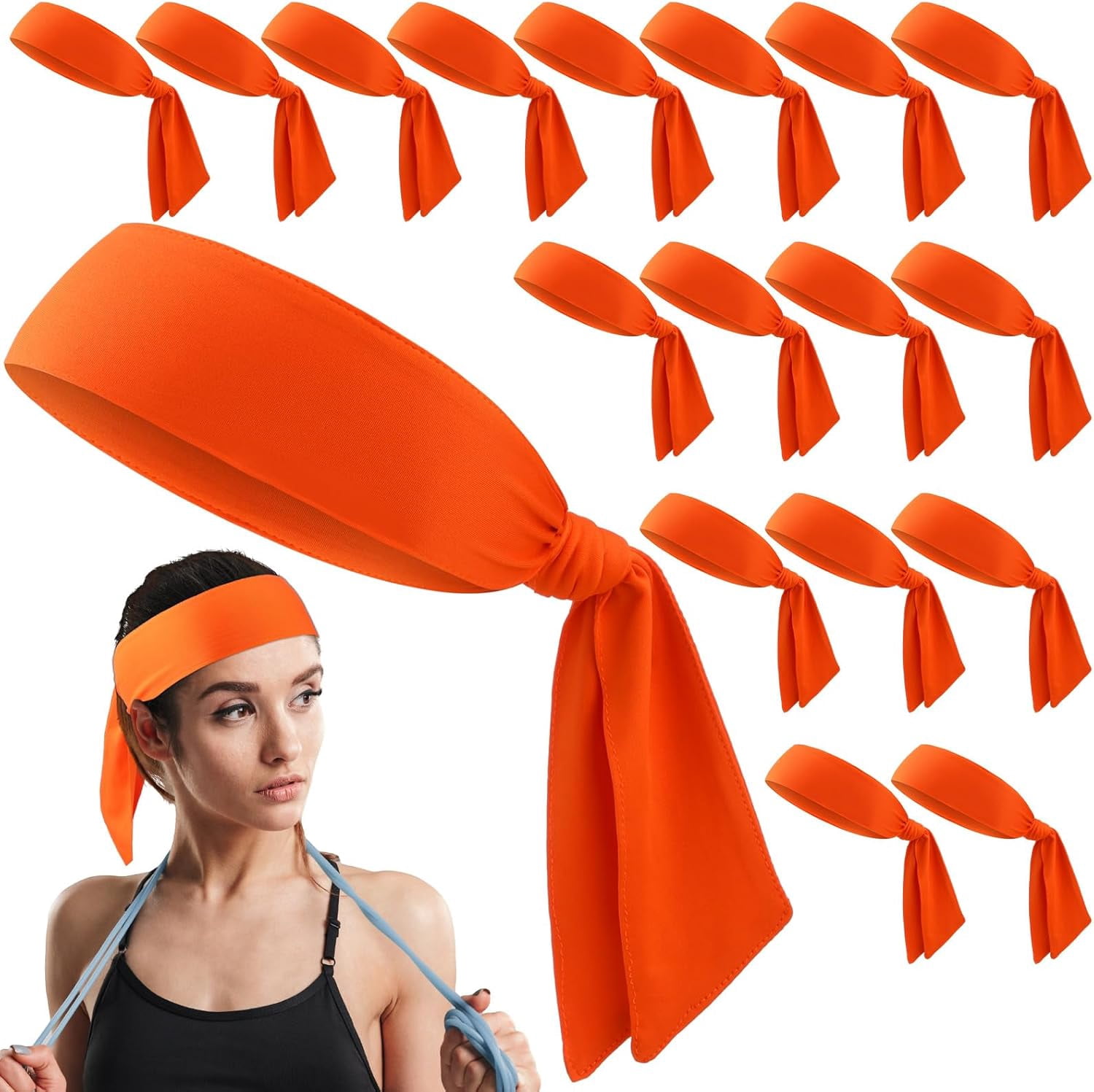 18 Pack Tie Headband Bulk Sports Tennis Headband for Men Women Ninja ...