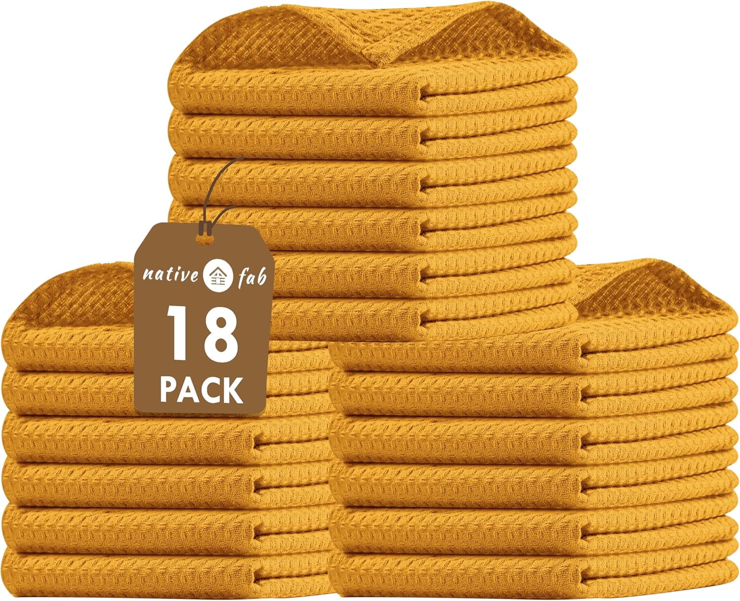 18 Pack Waffle Dish Cloths - 100% Cotton, Absorbent, Quick Drying ...
