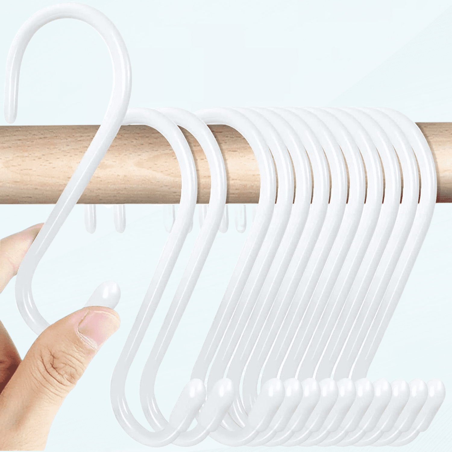 18 Pack White S Hooks for Hanging, 4-1/2 inch Large Vinyl Coated Metal ...