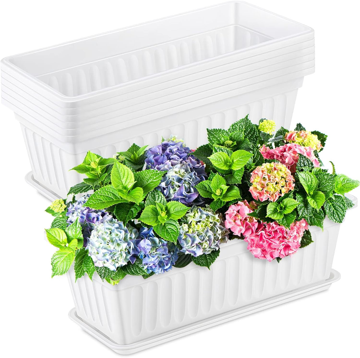 18 Pack Window Planter Box 17 Inches White Planter Boxes Plastic ...