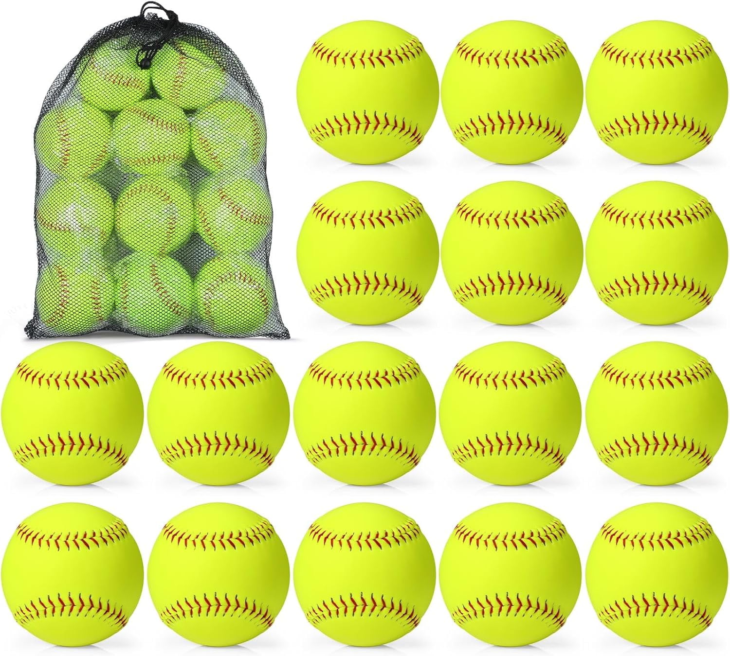 18 Pack Yellow Sports Practice Softballs Official Size and Weight ...