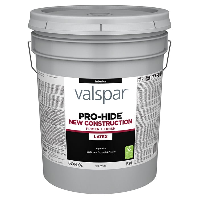 18-Pack of 5 gal Valspar 91111 White Pro-Hide New Construction Primer ...