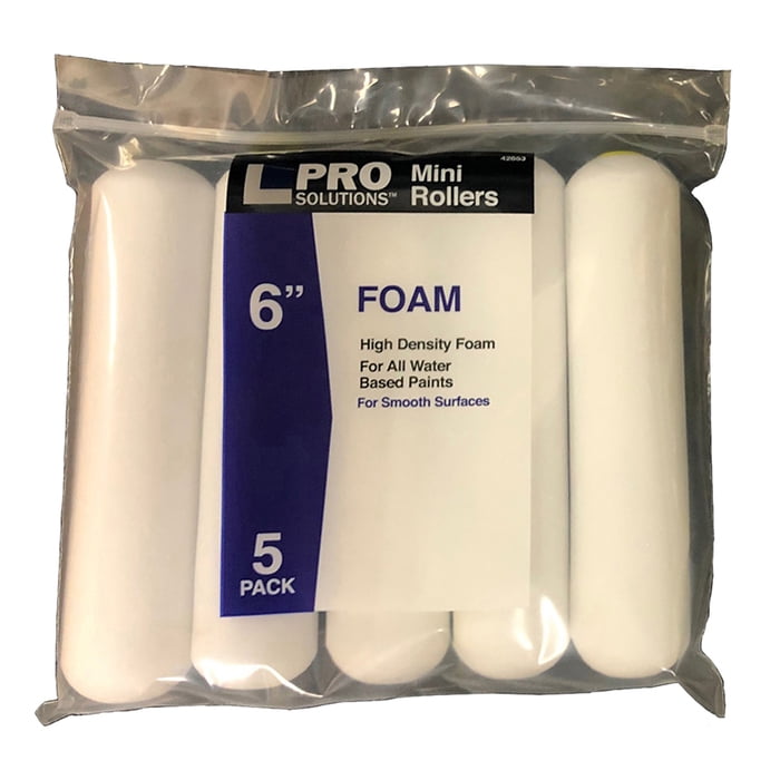 18-Pack of 6” Pro Solutions 42653 Foam Mini-Roller Cover, 5-Pack ...