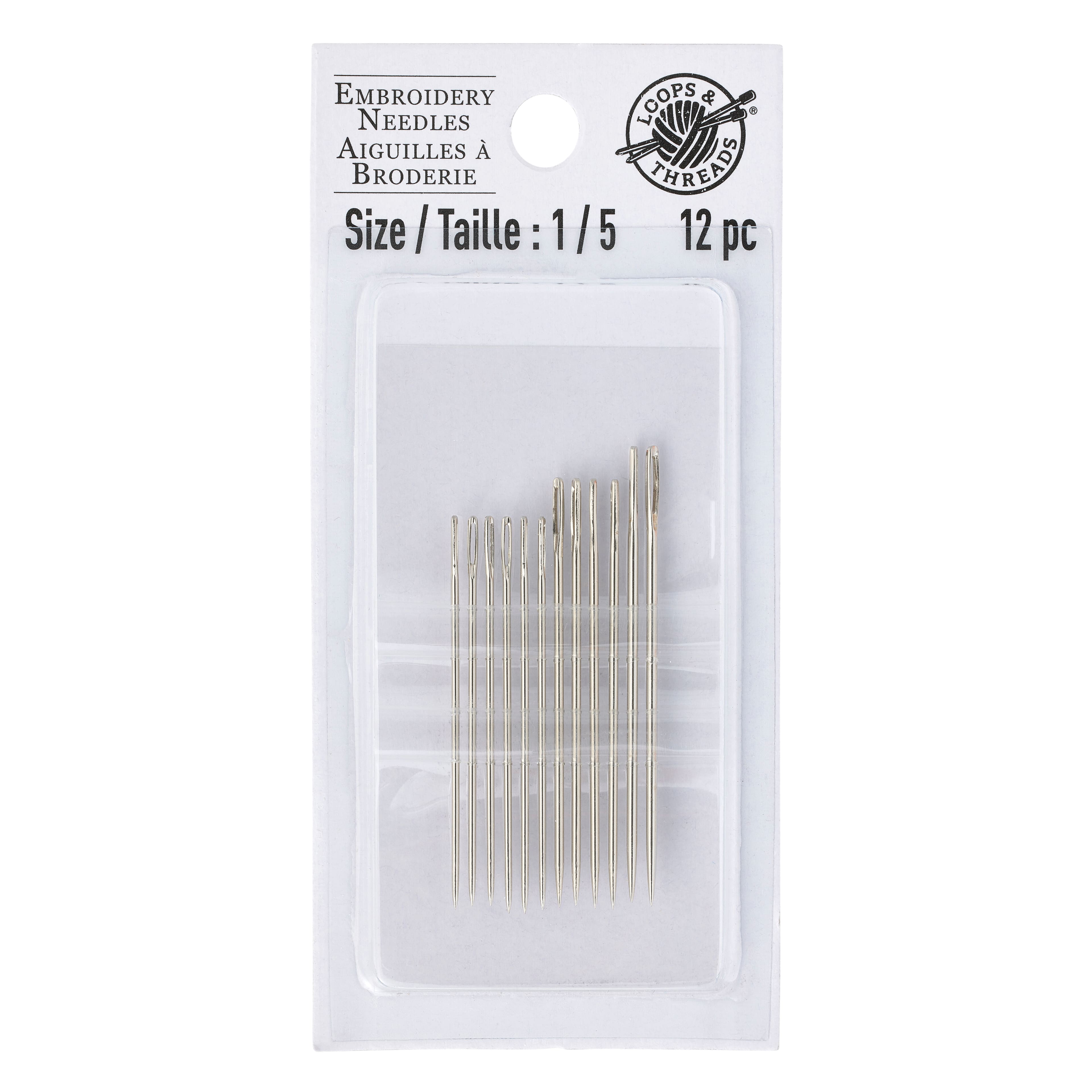 18 Packs: 12 ct. (216 total) 1/5 Embroidery Needles by Loops & Threads ...