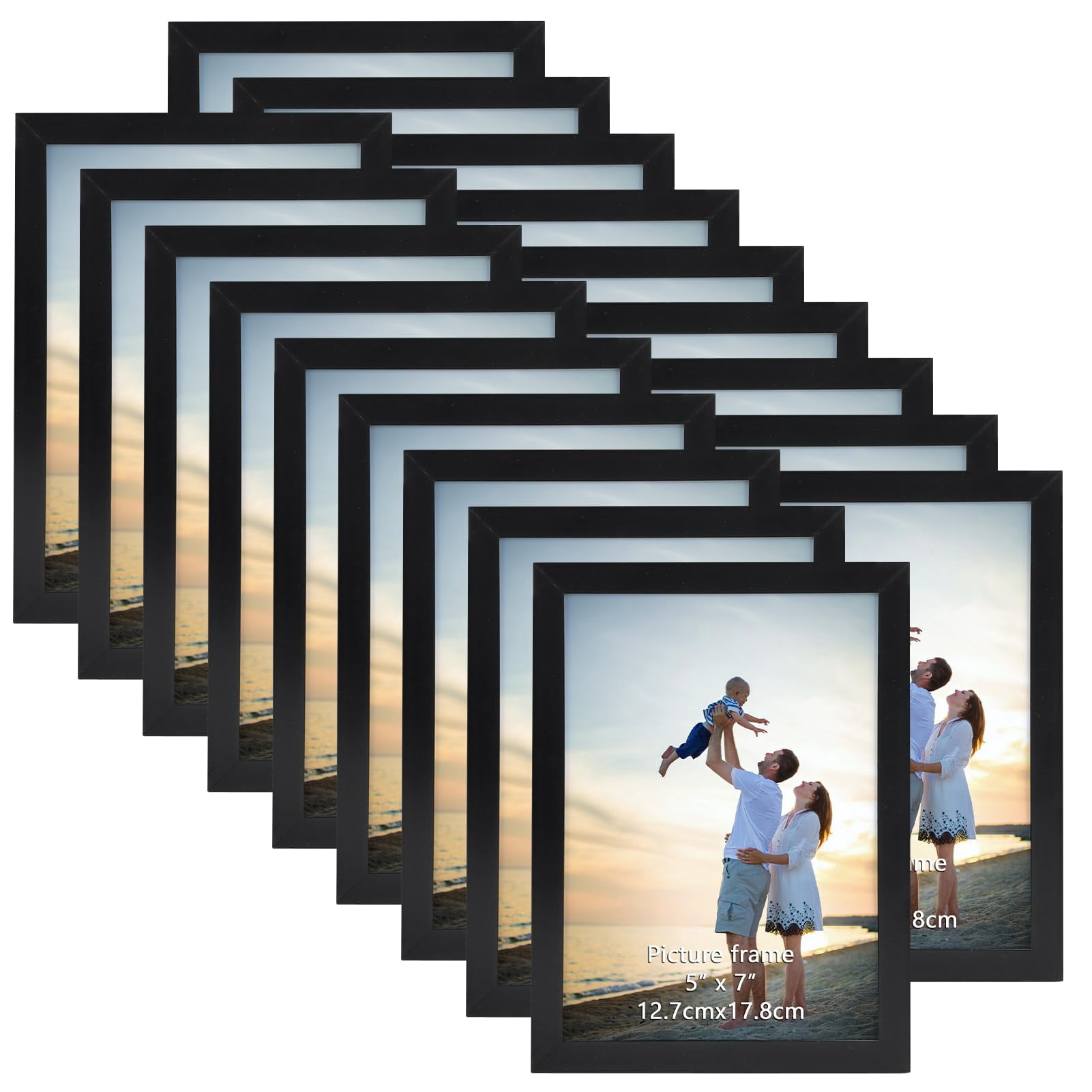 18 Packs 5x7 Black Multi Plastic Picture Frames Set With Cover For ...