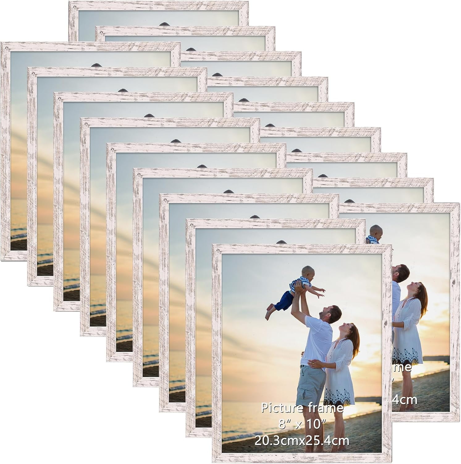 18 Packs 8x10 Distressed White Multi Picture Frames Set for Family ...