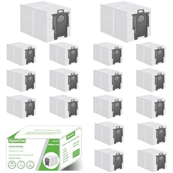 18 Packs Dust Bags for Roborock QV 35A/Qrevo S5V/Saros 10/ 10R/Q Revo/Qrevo S/Qrevo Pro/Qrevo ...