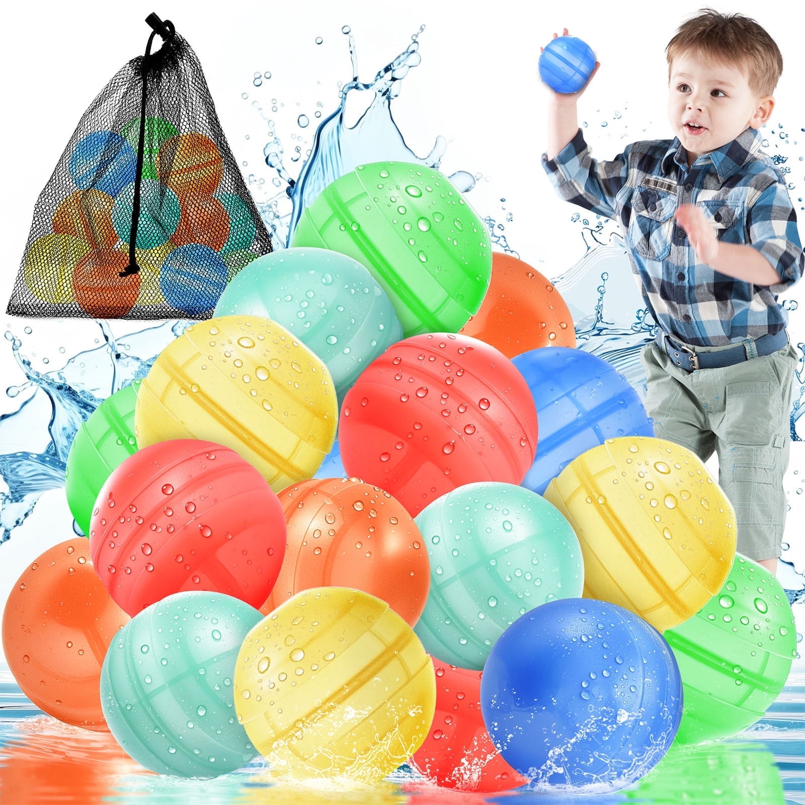 KG&C Reusable Silicone Water Balloons, Quick Fill Splash Balls for Pool ...