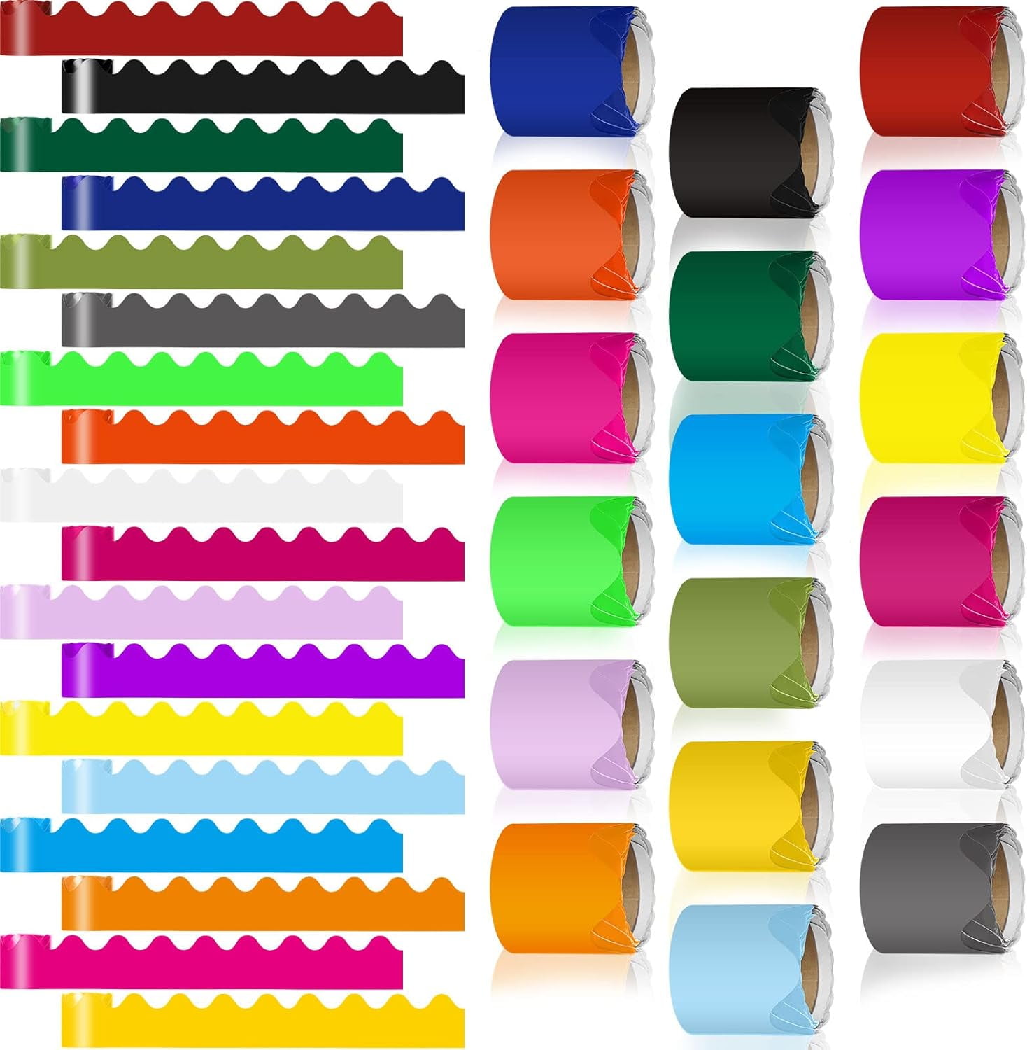 18 Packs Scalloped Bulletin Board Borders in 18 Colors, 300 Feet Polka ...