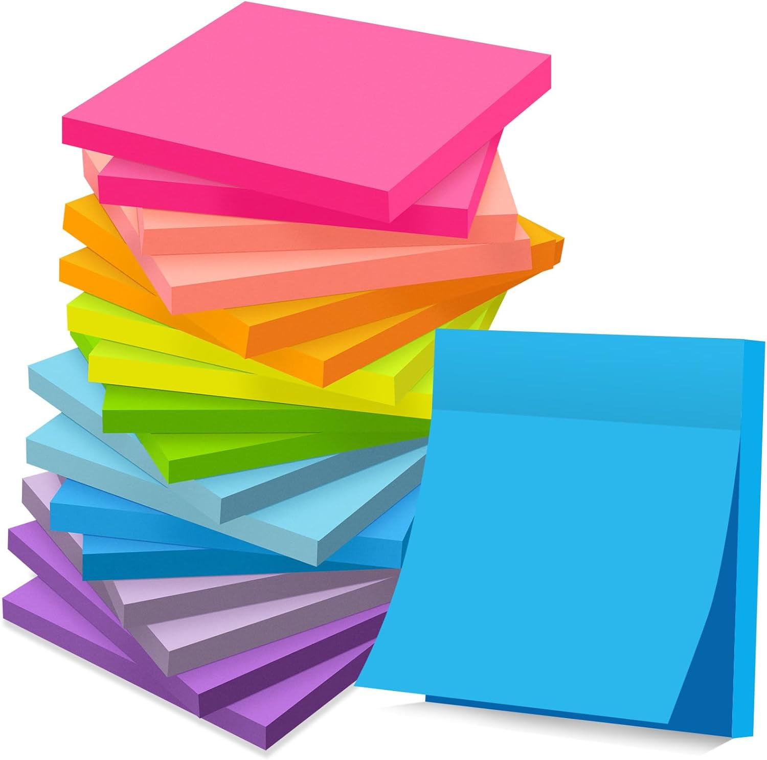 (18 Pads) Sticky Notes 3x3 inch, Self-Stick Pads Bright Colors Sticky ...