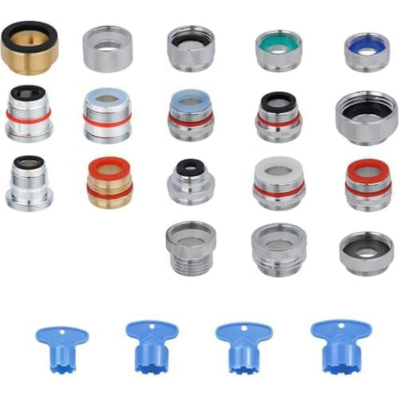 18-Pc Brass Faucet Adapter Kit: Male/female (sink/shower) — tools both ...