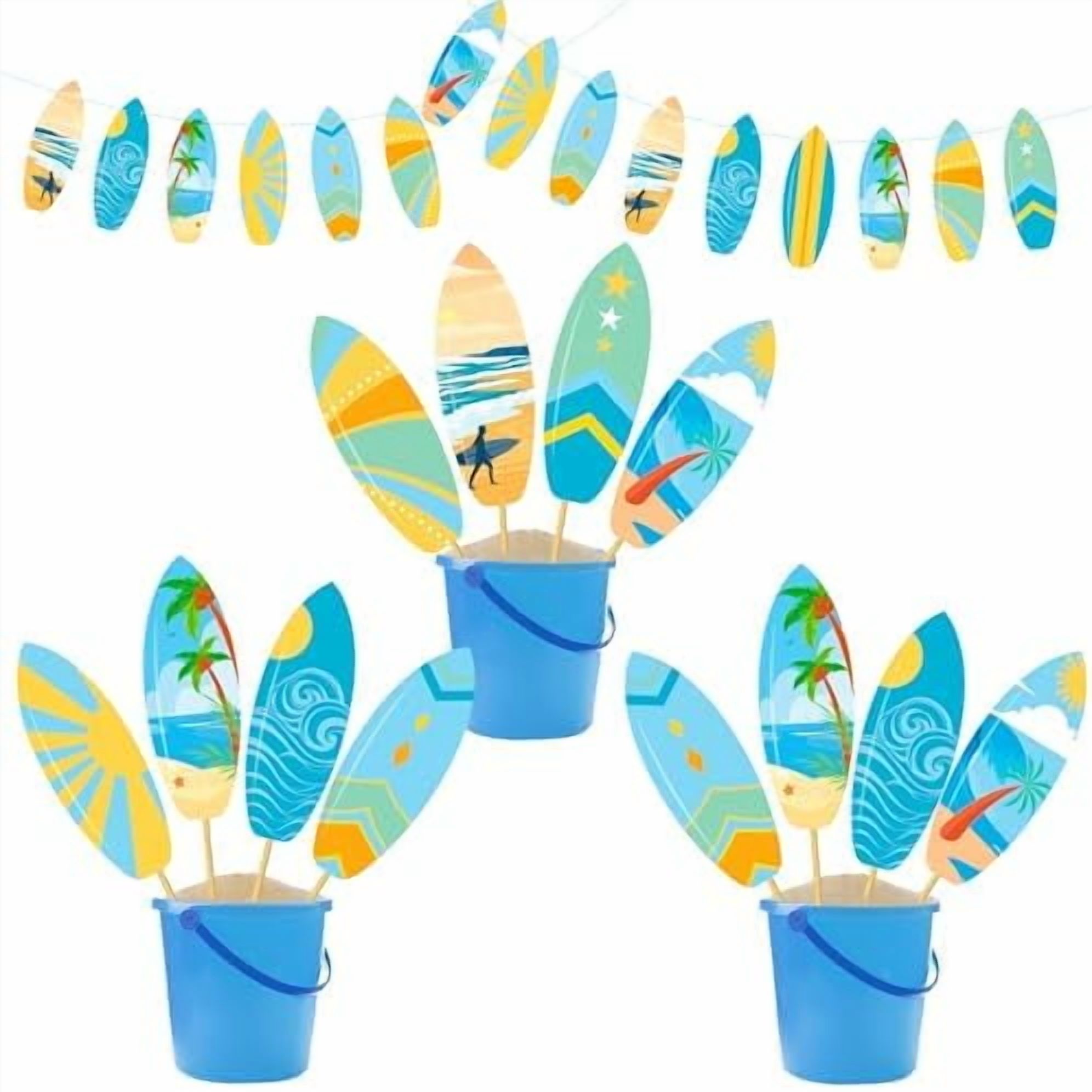 18-Pc Surfboard Party Centerpiece Sticks: 70s surfing theme decor ...