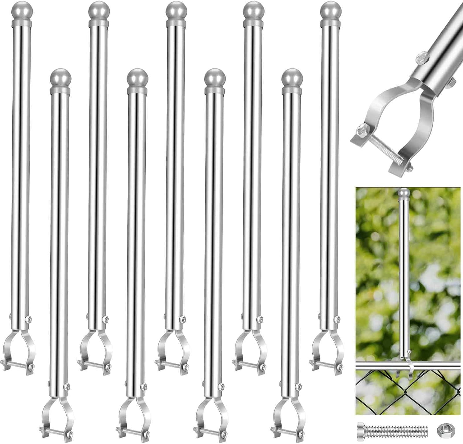 18 Pcs 1-3/8" Chain Link Fence Post Extender 20 Inch Extension Height ...