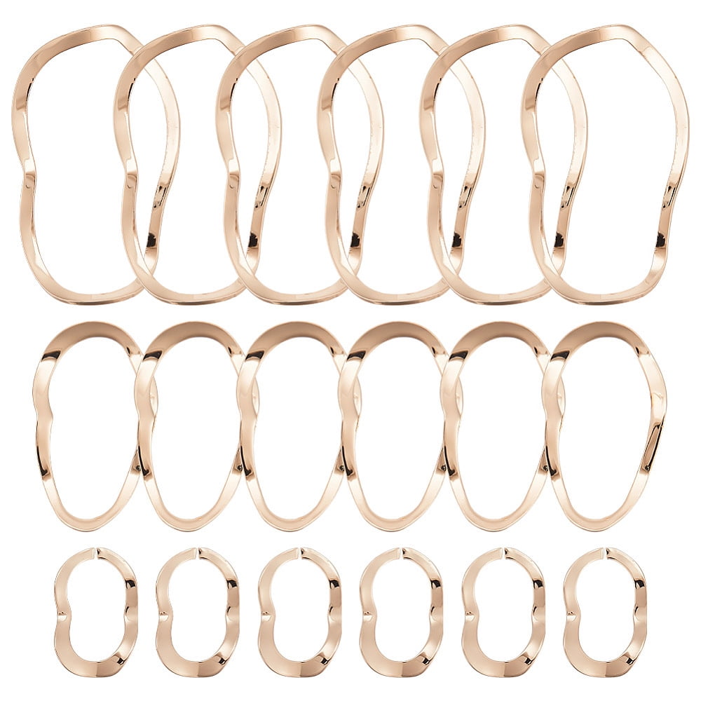 18 Pcs 3 Sizes Brass Linking Ring Wavy Circle Frames Connectors Oval ...