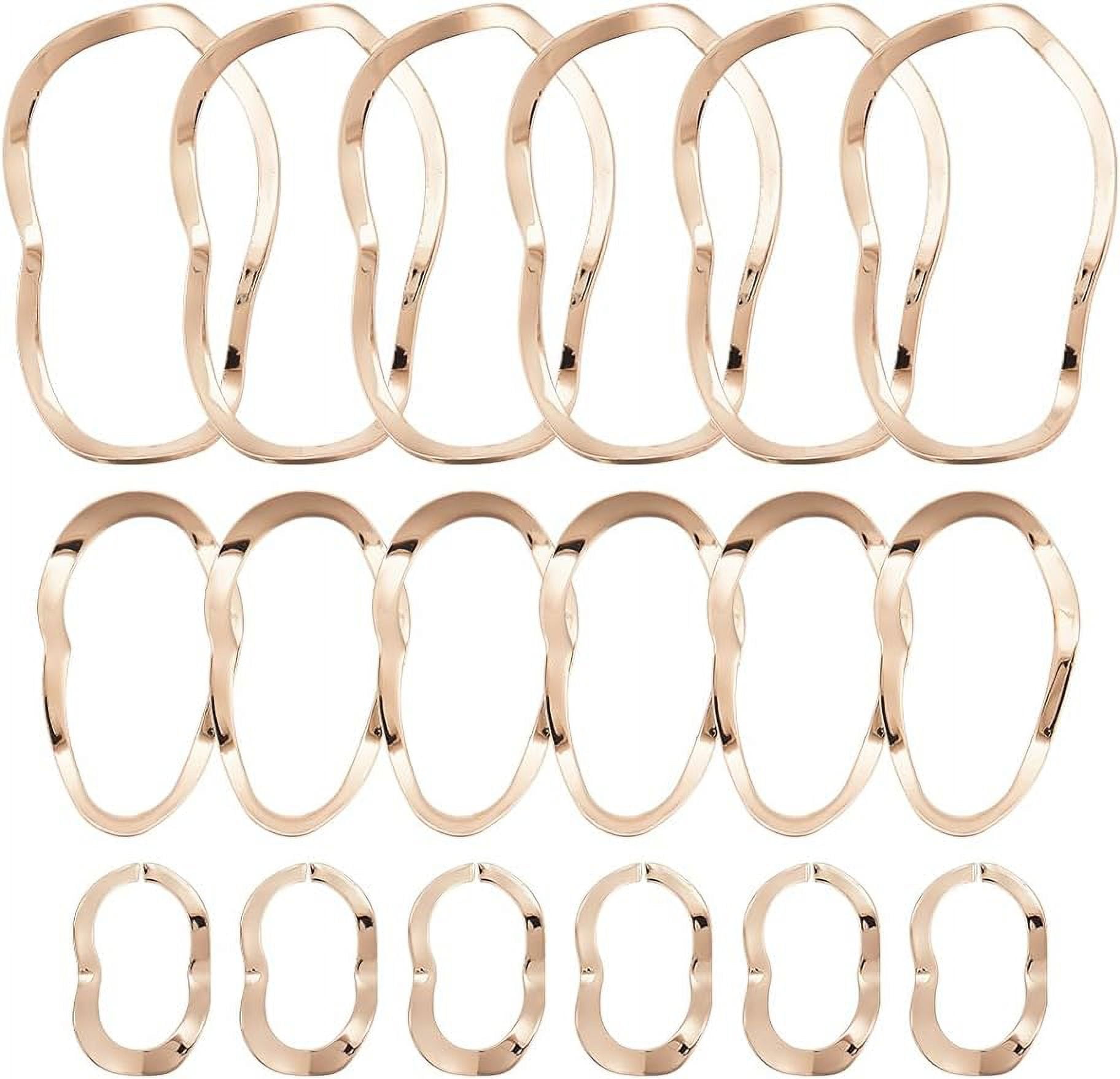 18 Pcs 3 Sizes Brass Linking Ring Wavy Circle Frames Connectors Oval ...