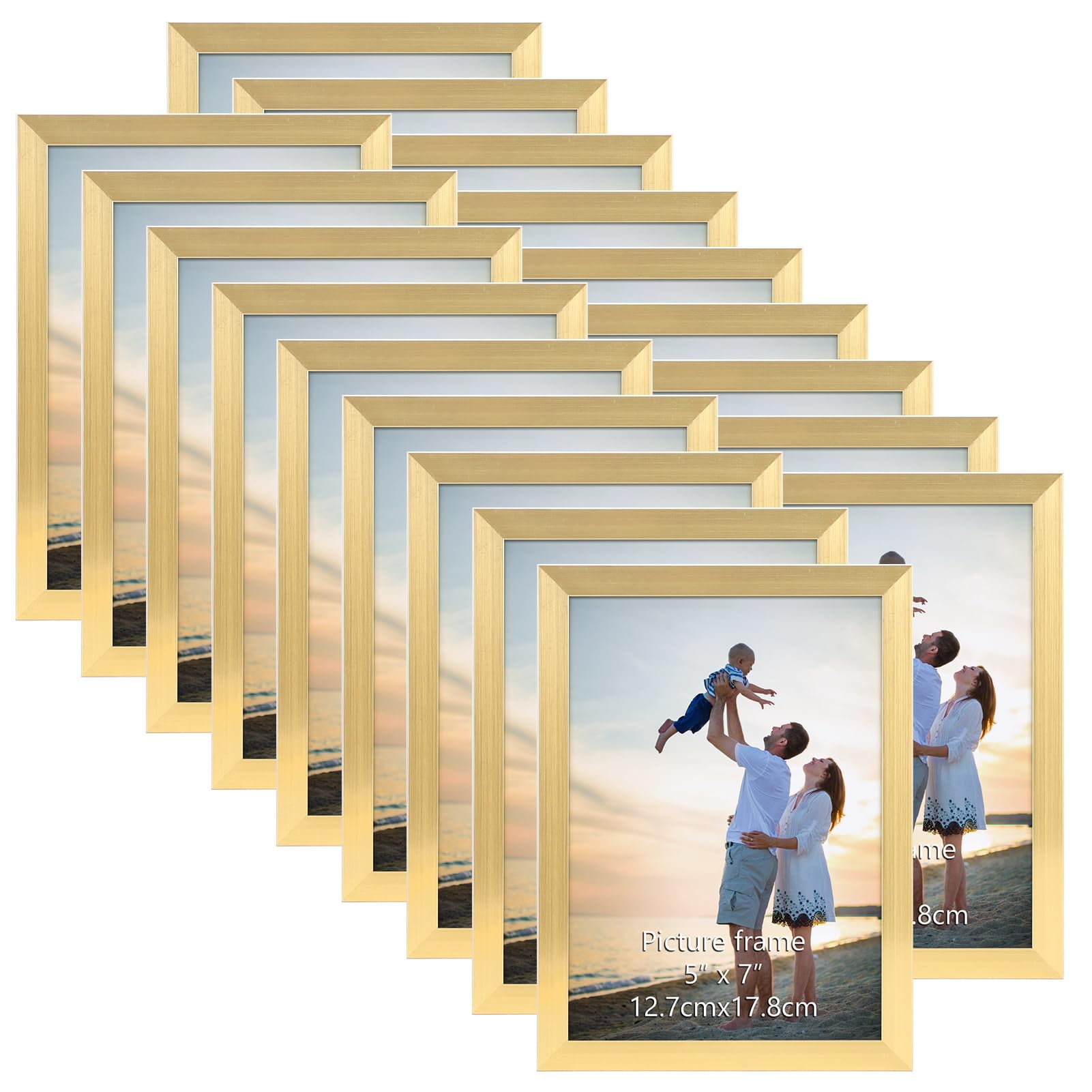 18 Pcs 5x7 Gold Multi Photo Frames Set, Lightweight Bulk Picture Frames ...