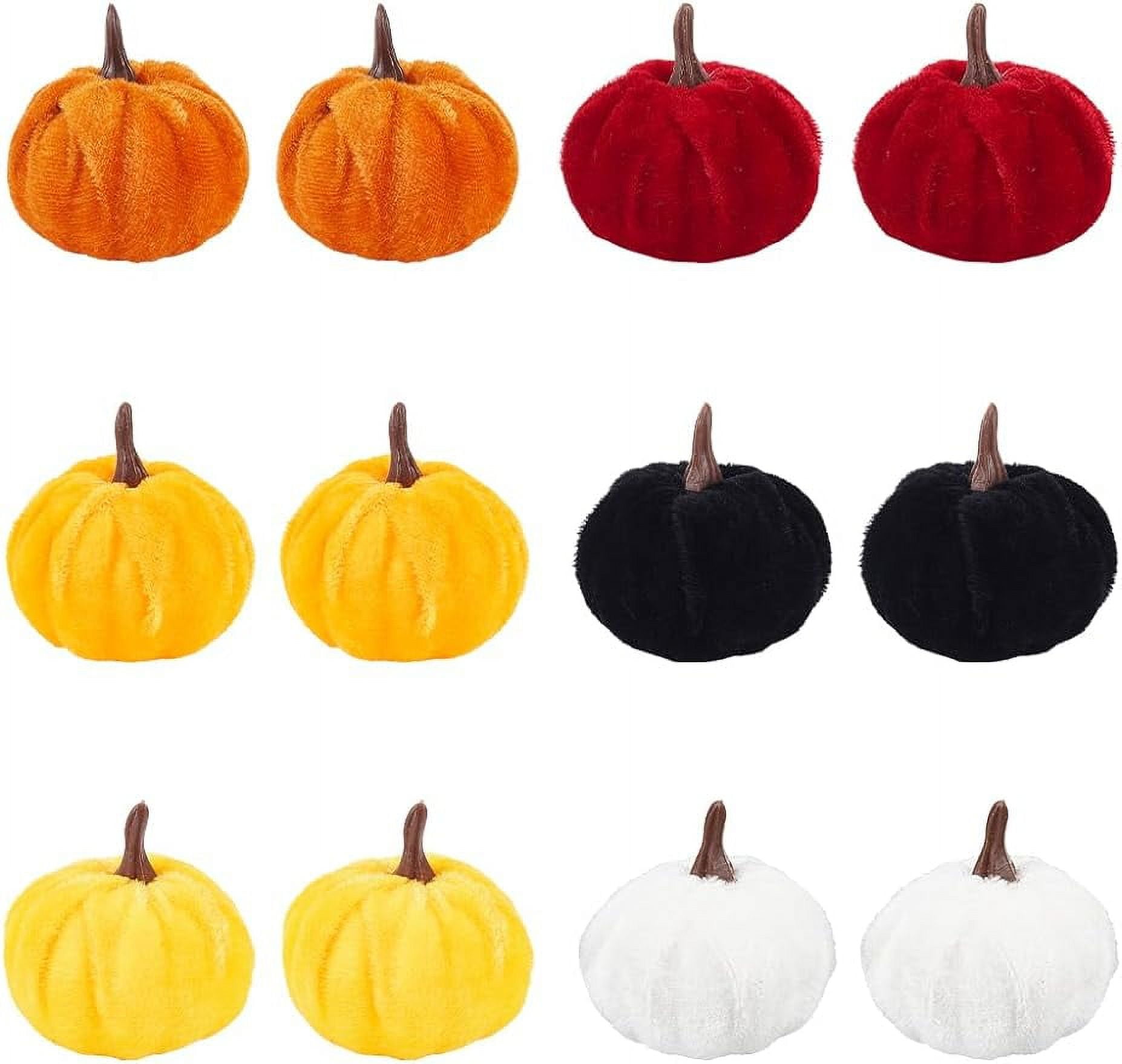 18 Pcs 6 Colors Velvet Artificial Pumpkins Mini Handmade Fake Pumpkins ...