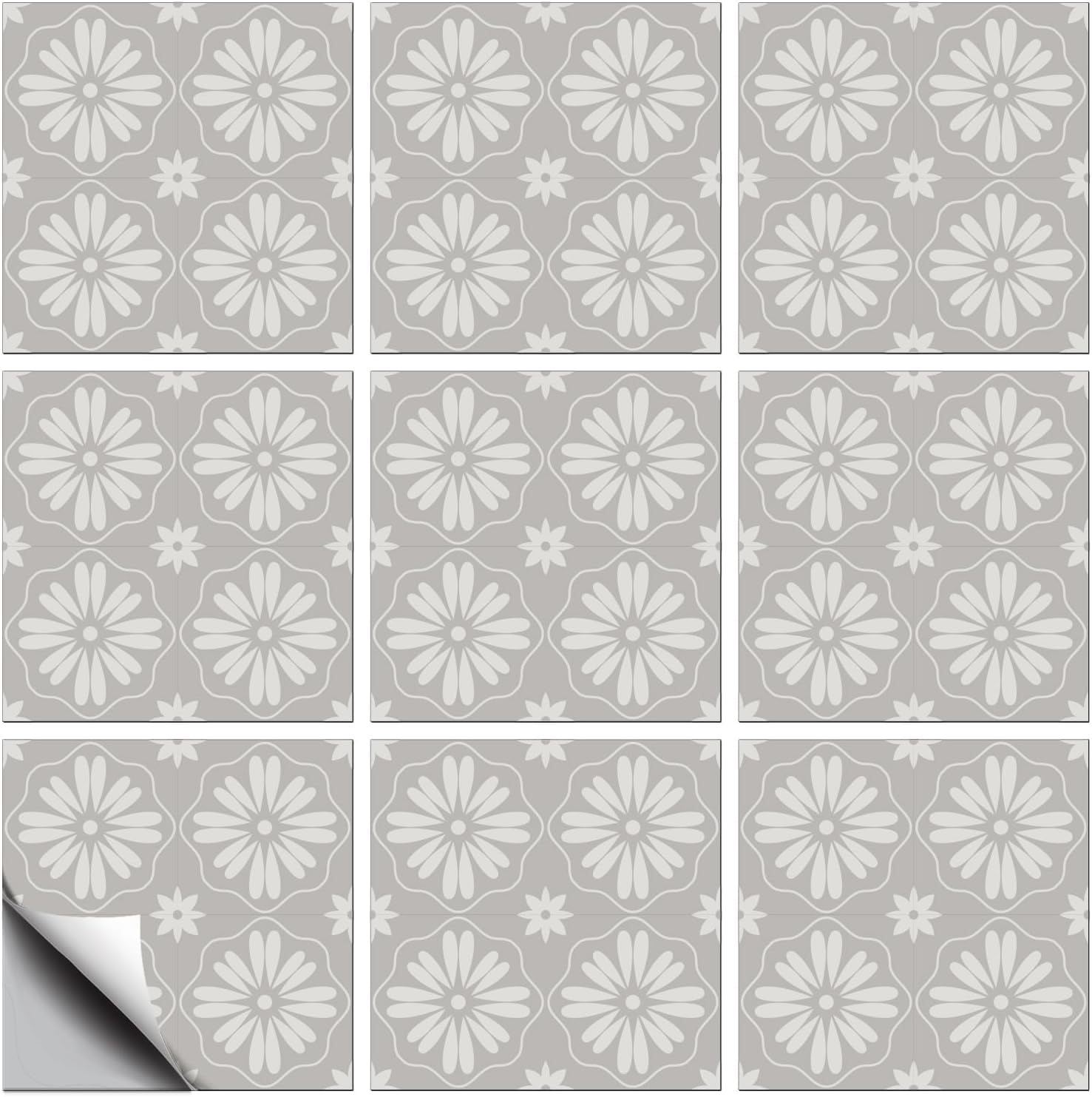 18 Pcs 6inch Tile Stickers Grey and White Peel and Stick Wall Tile ...