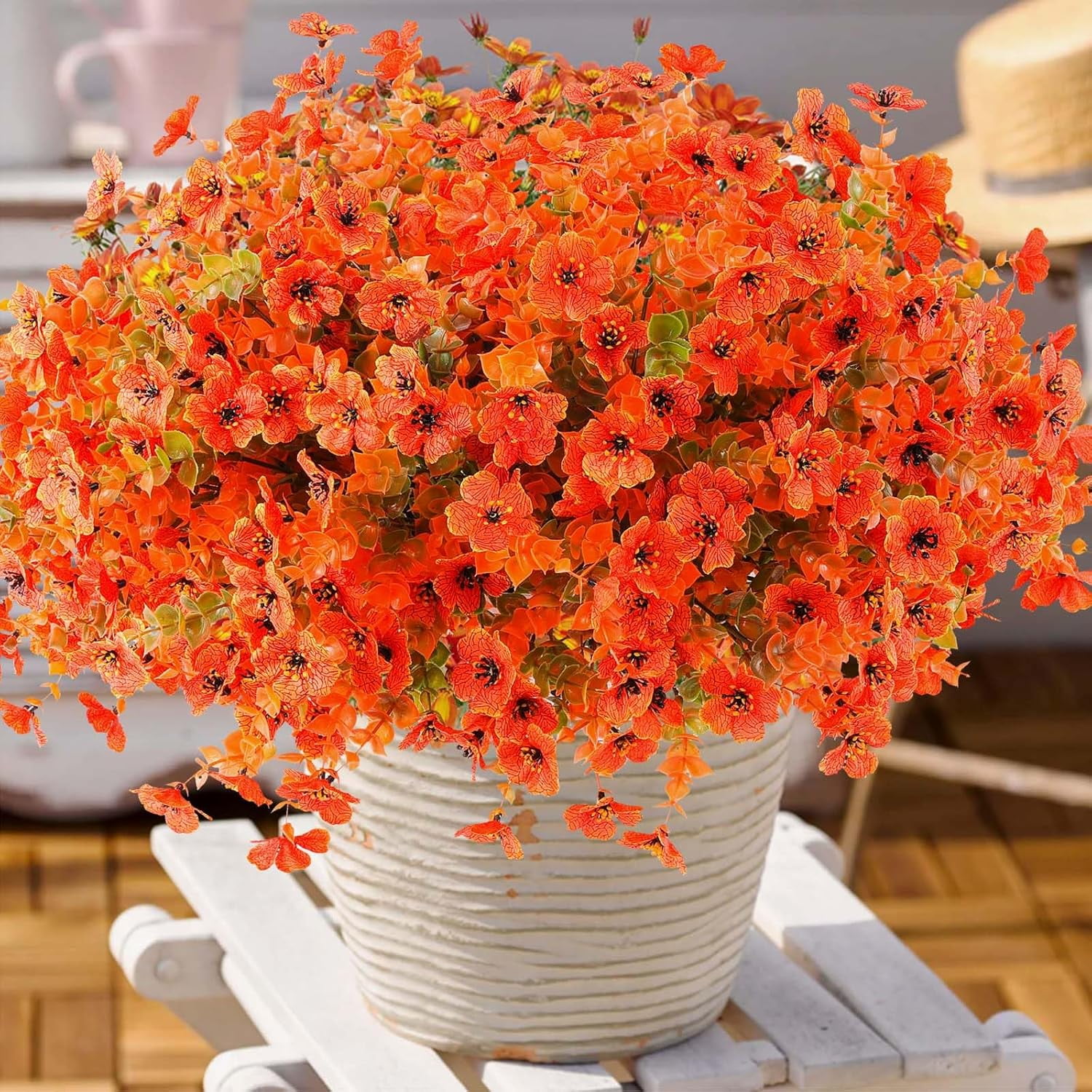 18 Pcs Artificial Mums Flowers Outdoor Plastic Fall Flowers Fake Mums ...