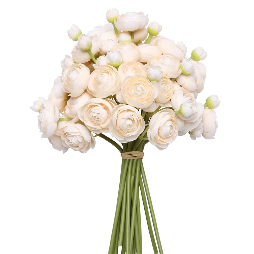 18 Pcs Artificial Ranunculus Flowers,Faux Silk Ranunculus,Bulk Fake ...