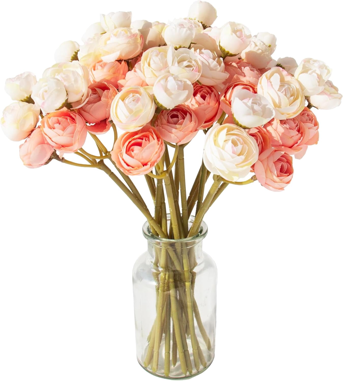 18 Pcs Artificial Silk Rose Flowers Persian Ranunculus Bouquet Asian ...