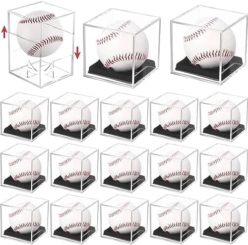 18 Pcs Baseball Display Cases for Balls, UV Protection Cube Acrylic ...