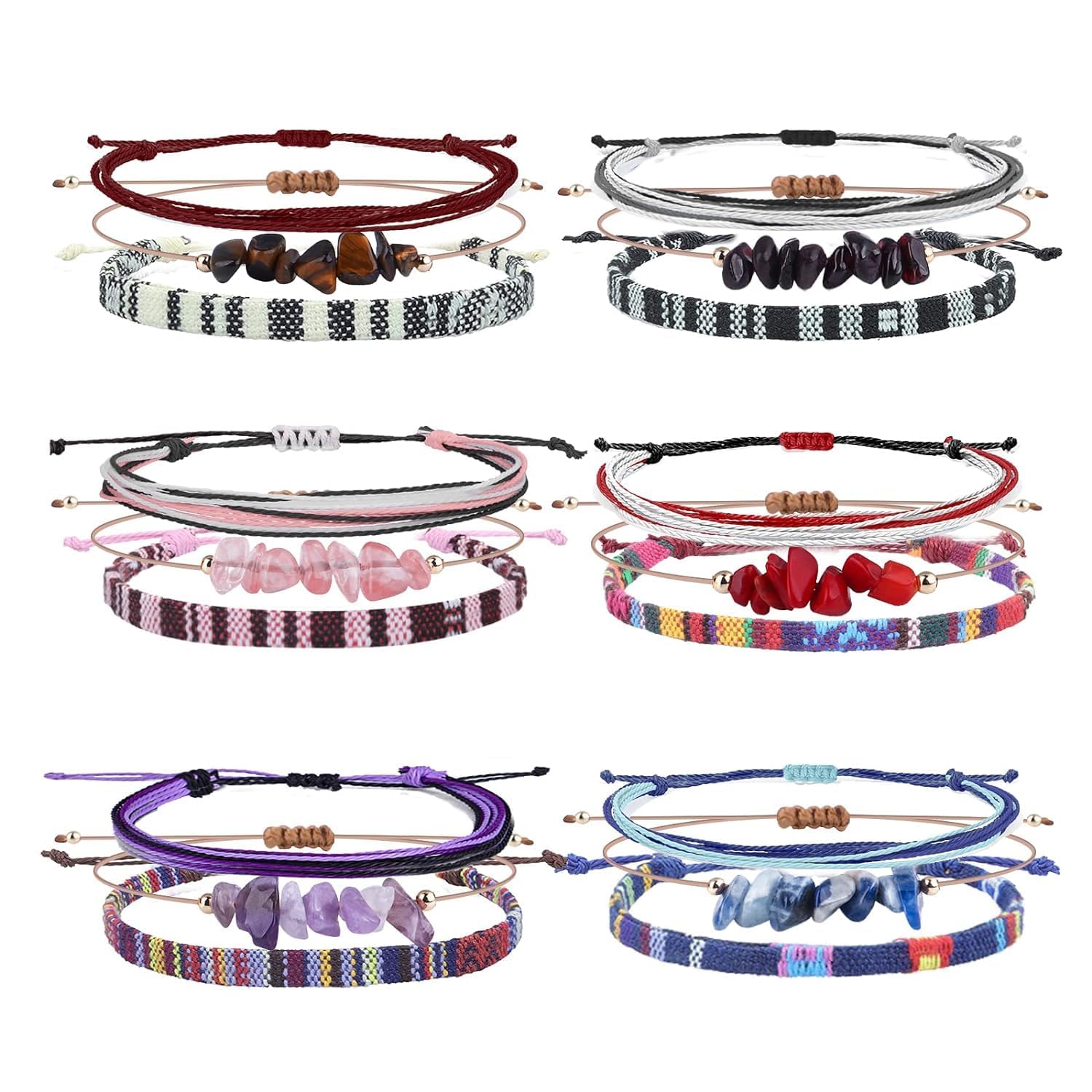 18 Pcs Boho Surfer Beach Bracelet Ankle Crystal Anklets Adjustable ...