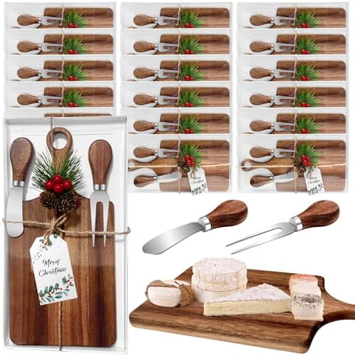 18 Pcs Christmas Gifts Bridal Shower Favor Acacia Wooden Square Cheese ...