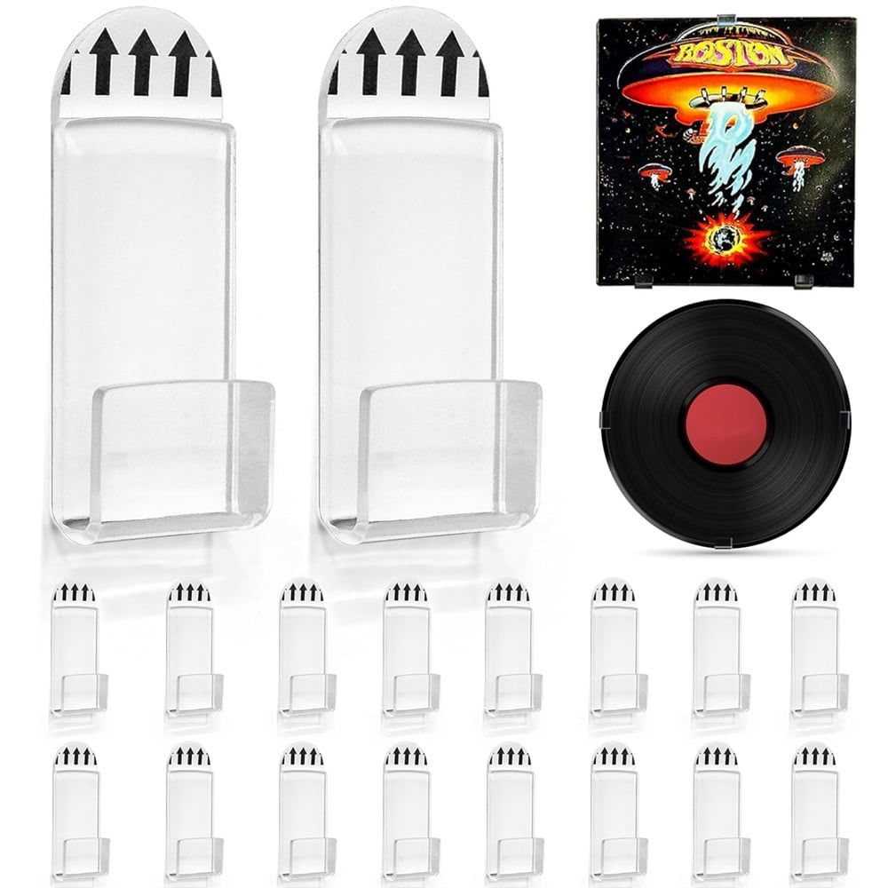 18 Pcs Clear Acrylic Vinyl Display Shelf,Wall Mount Vinyl Record Holder ...