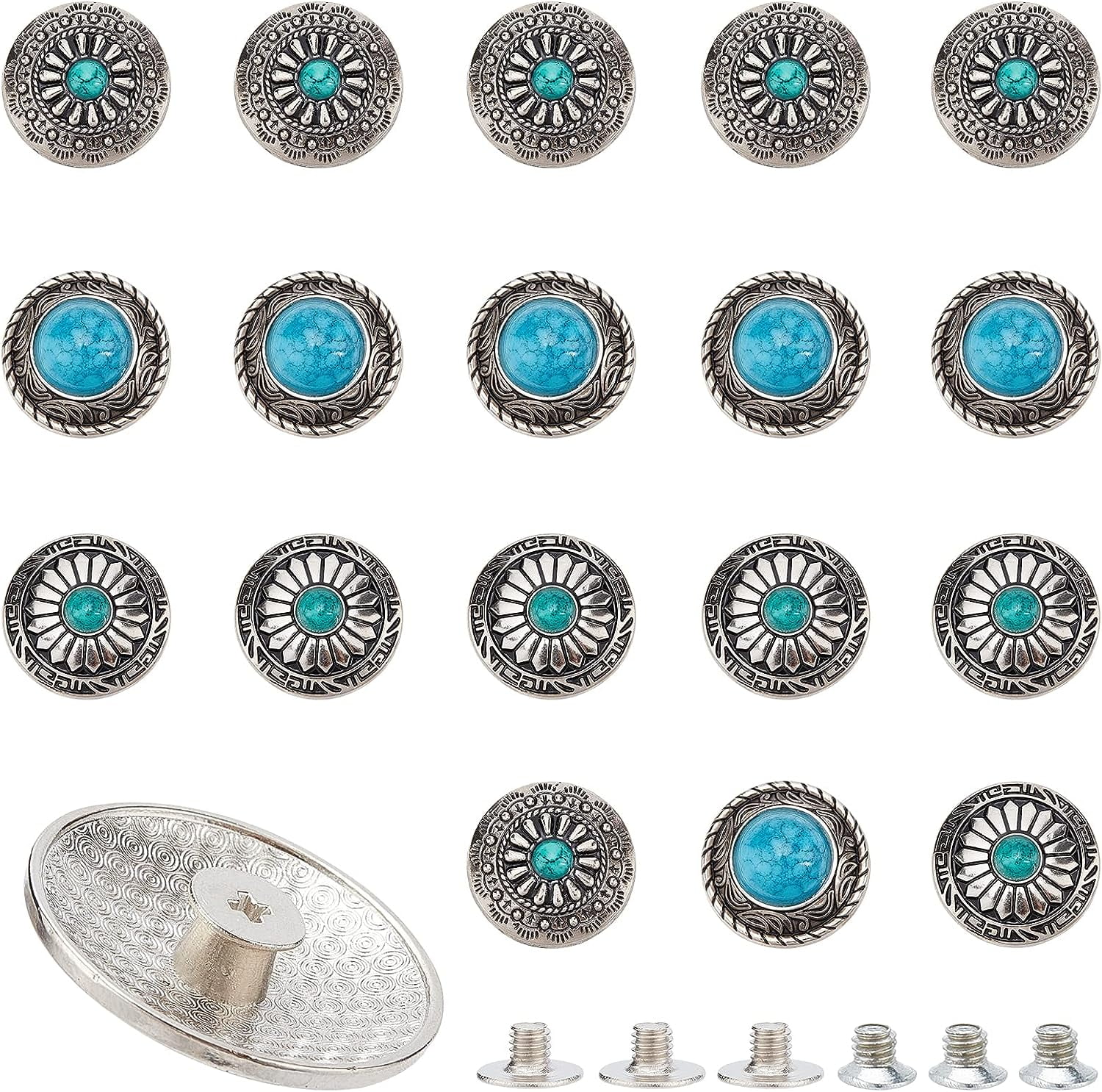 18 Pcs Conchos Decorative Buckle Screw Back Buttons Vintage Artificial ...