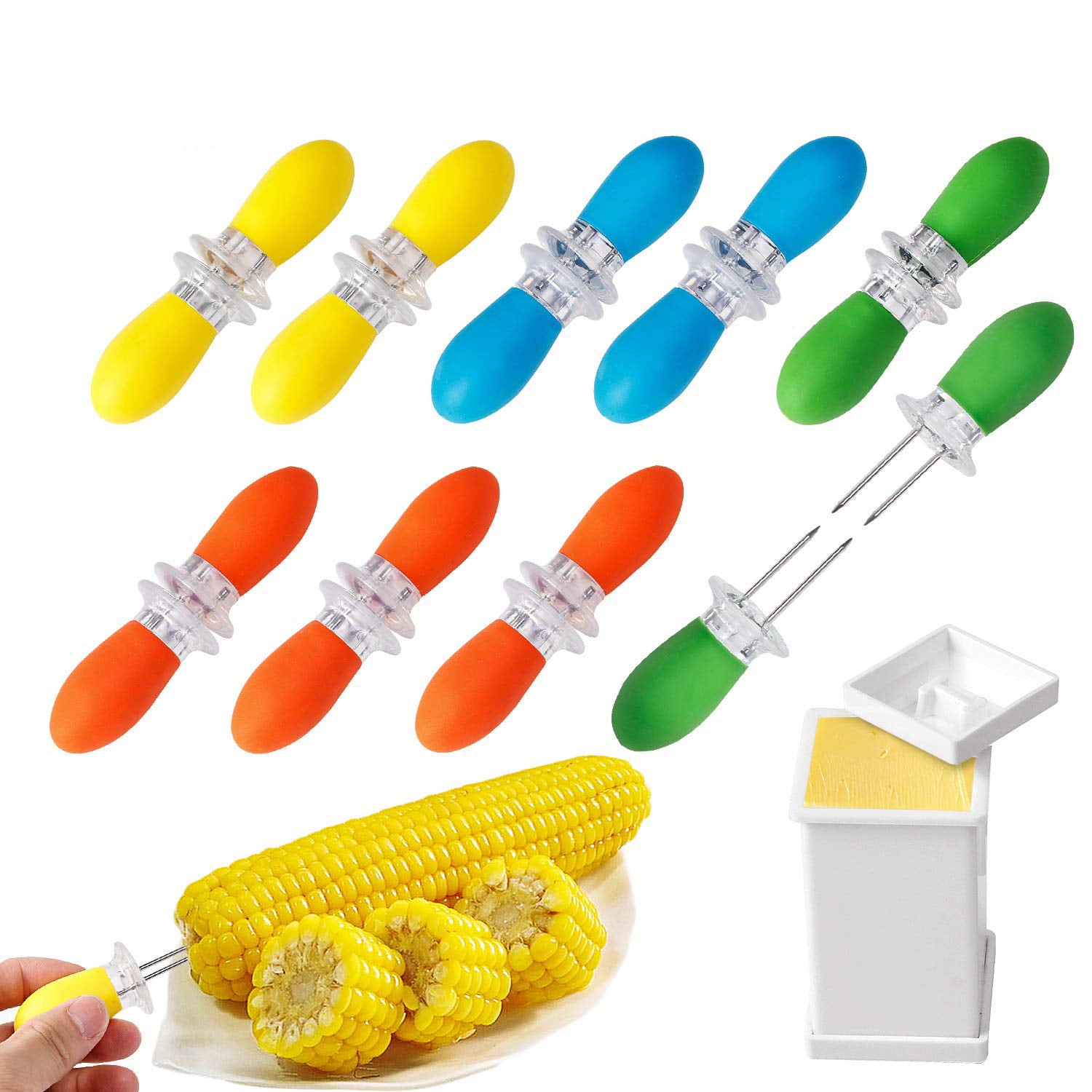 18 Pcs Corn Cob Holders with Silicone Handle and Butter Spreader ...