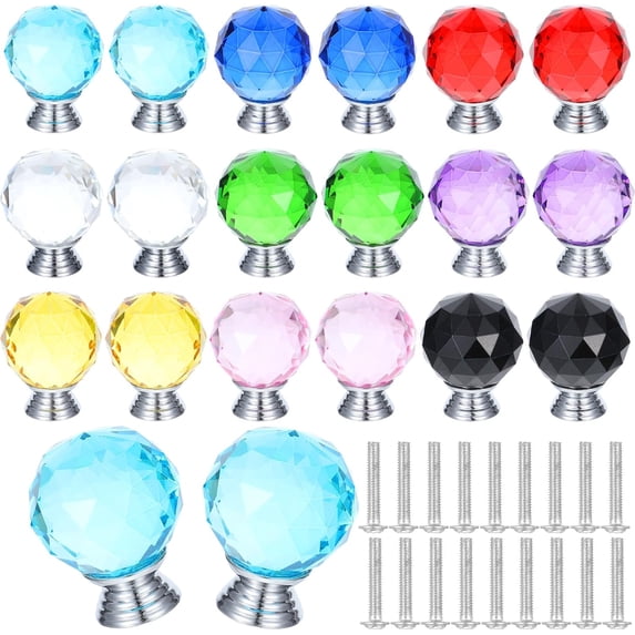 18 Pcs Crystal Drawer Pulls Cabinet Knobs 30mm Diamond Dresser for ...